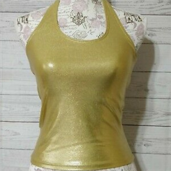 Onzie | Tops | Nwt Metallic Halter Top By Body Wrappers | Poshmark